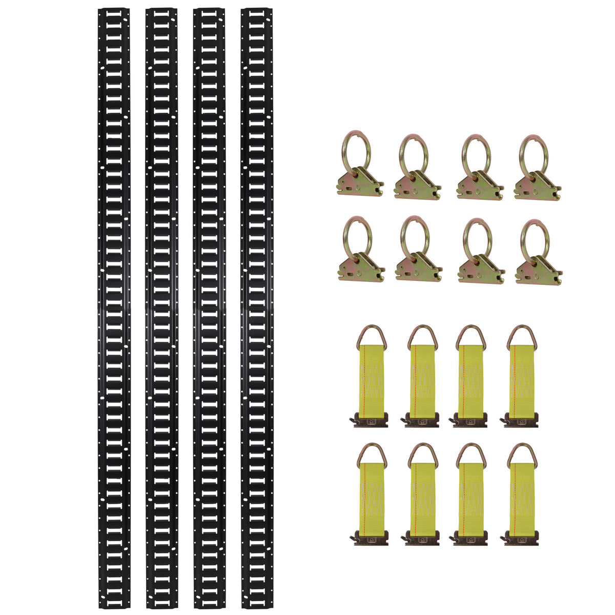 8ft E Track Tie-Down Rail Kit (4 Pack) 8 x Steel O-Ring Anchors and 8 – Fab Heavy Parts