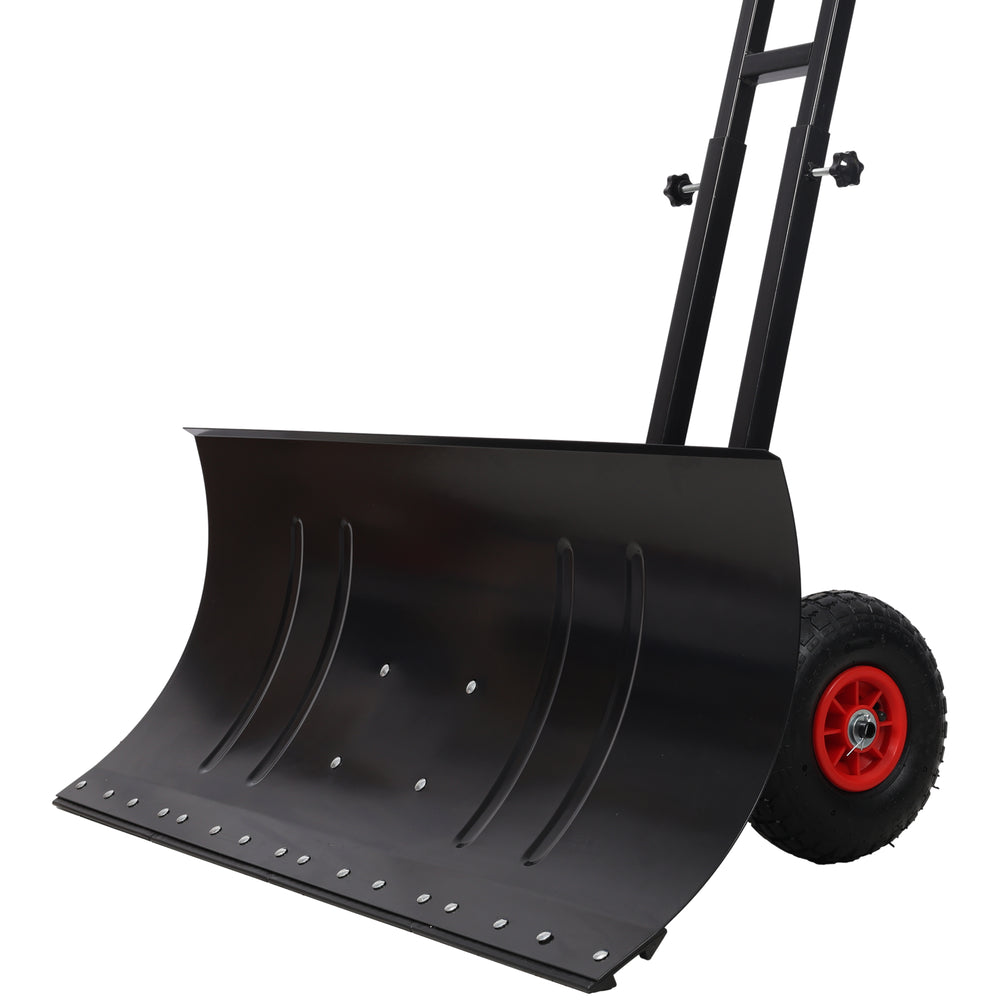 38.6" Blade Dual Bar Snow Shovel with Wheels Adjustable Angle Handle ...