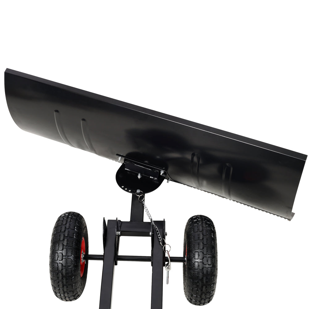 38.6" Blade Dual Bar Snow Shovel with Wheels Adjustable Angle Handle ...