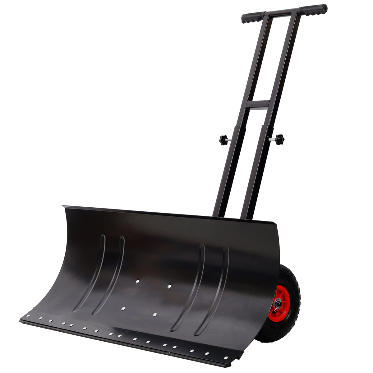 38.6" Blade Dual Bar Snow Shovel with Wheels Adjustable Angle Handle ...
