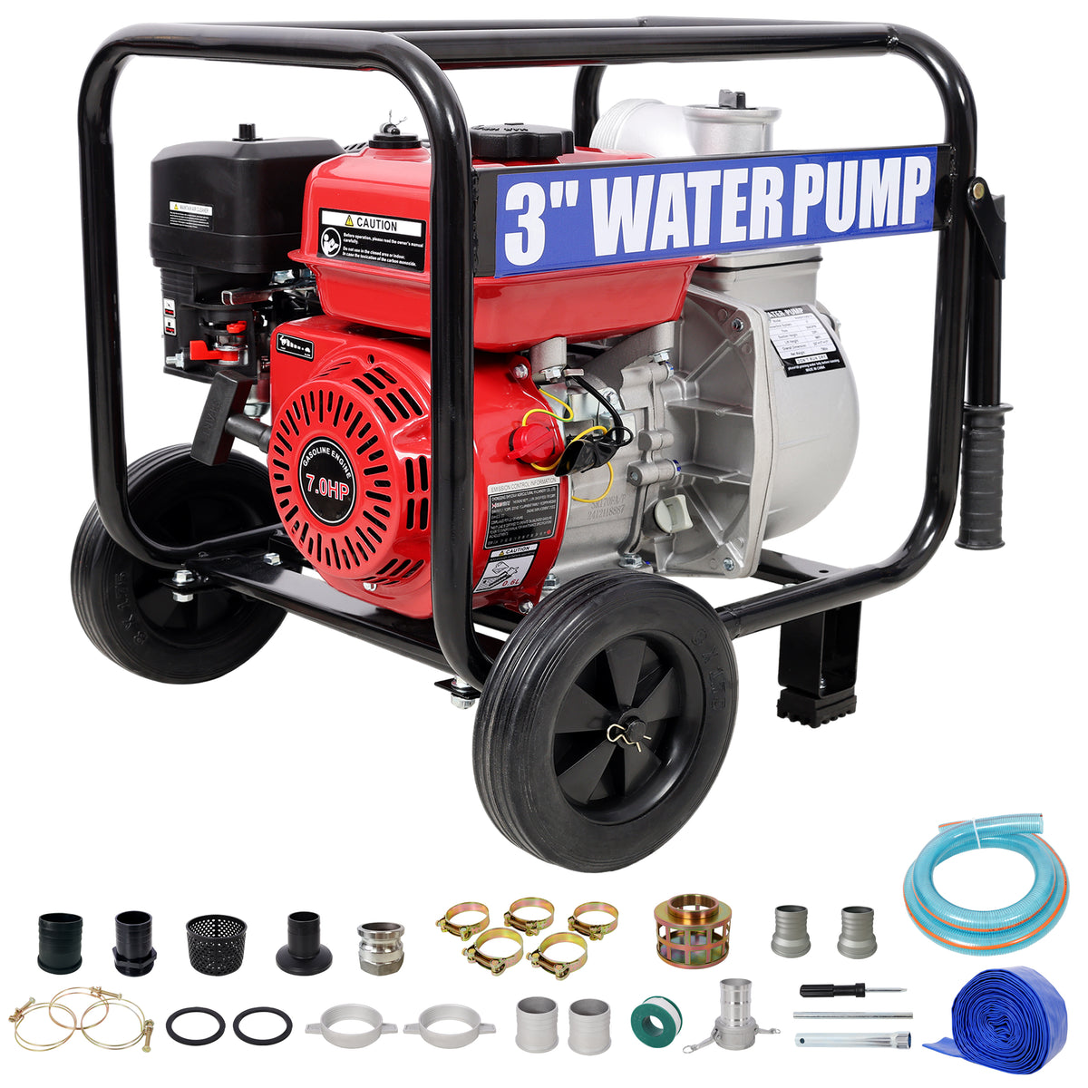 Gas Engine Powered Water Pump 3' inlet&outlet Flow 264Gpm 7HP Engine 2 ...