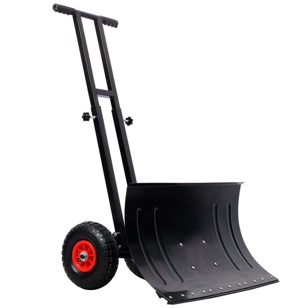 29" Blade 10" Wheels Dual Bar Snow Shovel with Wheels Snow Pusher Adju ...