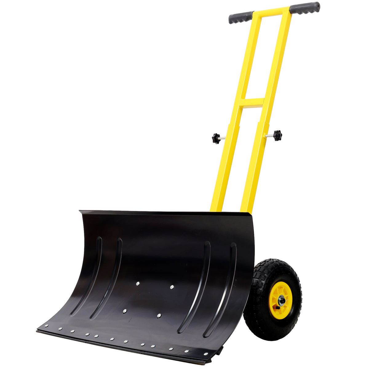 Dual Bar Snow Shovel with Wheels Snow Pusher Adjustable Handle & Blade ...